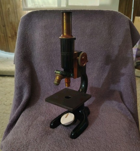 Antique 1915 Bausch & Lomb Microscope Heavy Iron Brass Industrial Steam ...