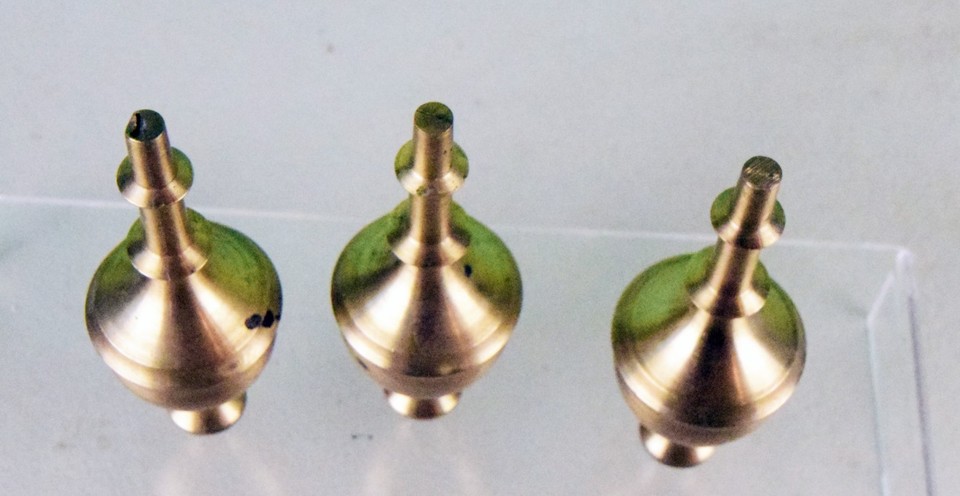 Set of Three Matching Original Pillar & Scroll Finials, Hollow, Seamed ...