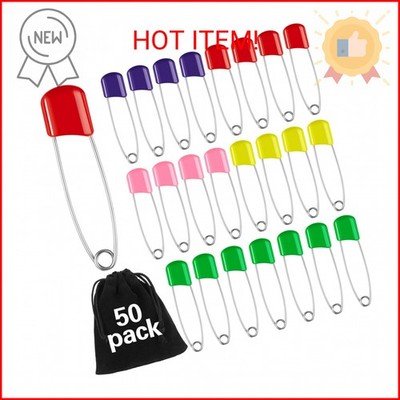 50 Pieces Diaper Pins Safety 2.2 Inch Plastic Head Cloth Diaper Nappy ...