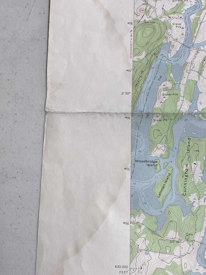 Map DAMARISCOTTA Maine Quadrangle - 1970 Topographic Geological N4400 ...