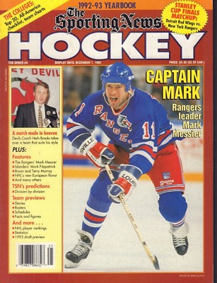 Sporting News Hockey Magazine Captain Mark Rangers December 1992 ...