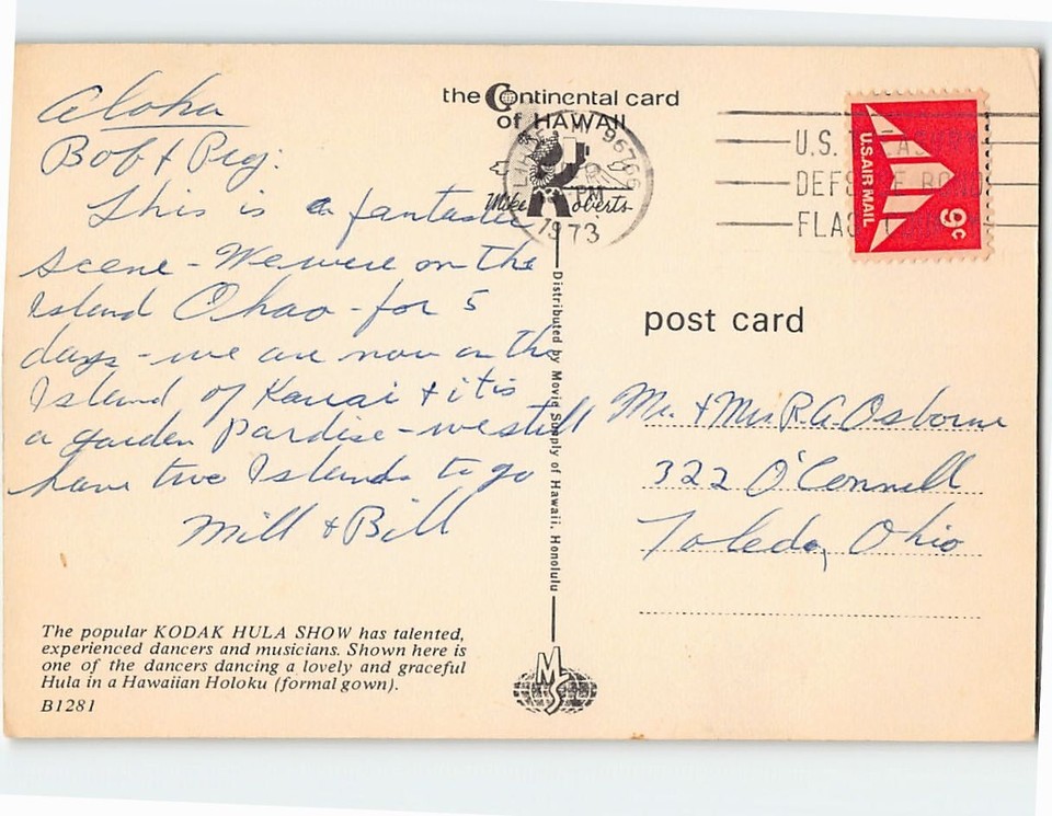 Postcard Holoku Hula as seen at the Kodak Hula Show Honolulu Hawaii USA ...