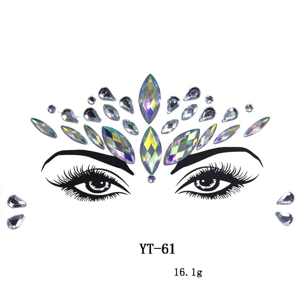 Face Tattoo Rhinestone Sticker Adhesive Glitter Jewelry Body Make up ...