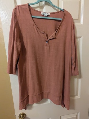 Simply Noelle Rust Tunic Top - Linen Rayon Blend - 3/4 Sleeve - L/XL ...