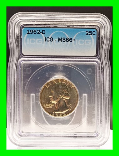 Stunning 1962 D Washington 25C Quarter MS66+ Plus - Lightly Toned Old ...