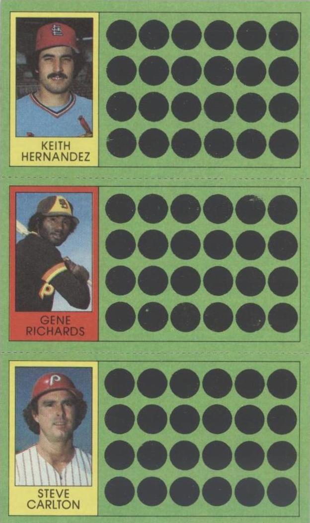 1981 Topps Baseball Scratch-Off - Steve Carlton, Keith Hernandez, Gene ...