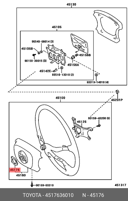 Genuine OE ring horn contact 4517636010 for TOYOTA 45176-36010 online ...