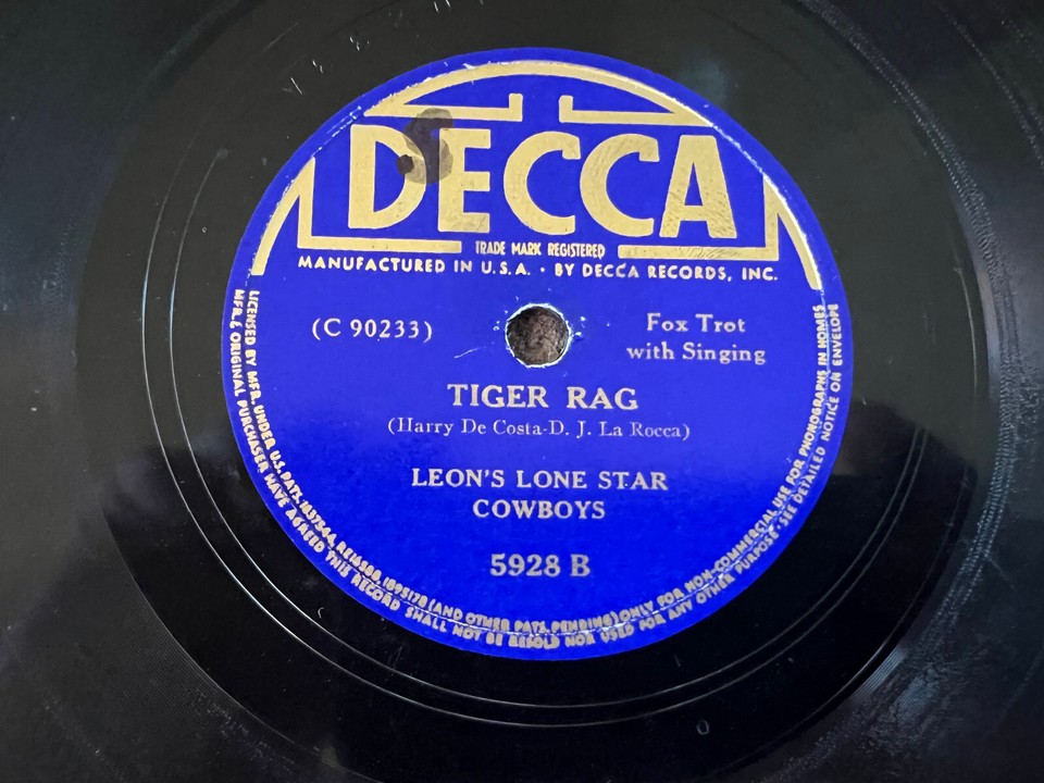 LEON'S LONE STAR COWBOYS Ben Wheeler Stomp/Tiger Rag DECCA 5928 Hot ...