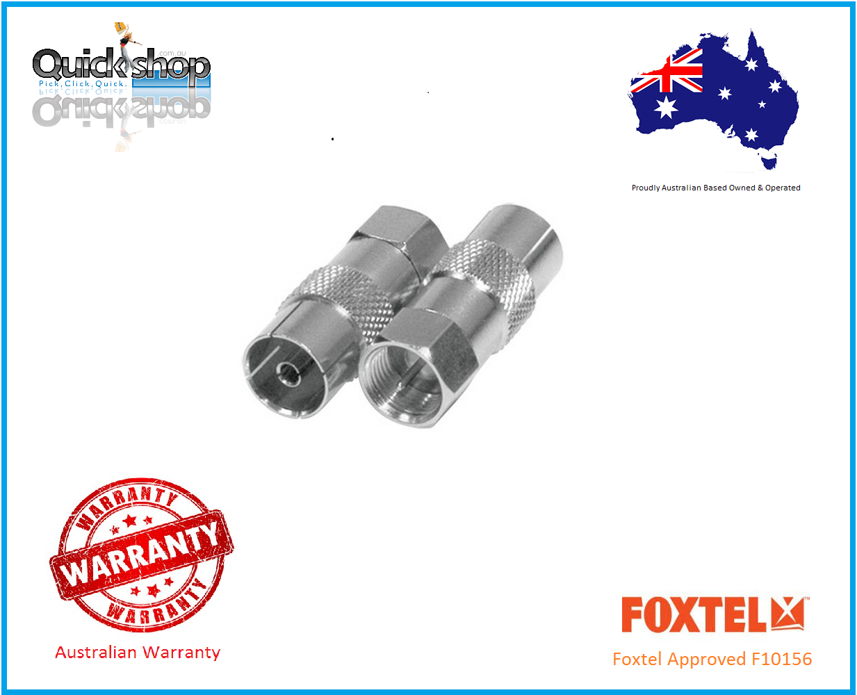 F Type Male to PAL Socket Female Coaxial Cable Joiner Connector Foxtel ...