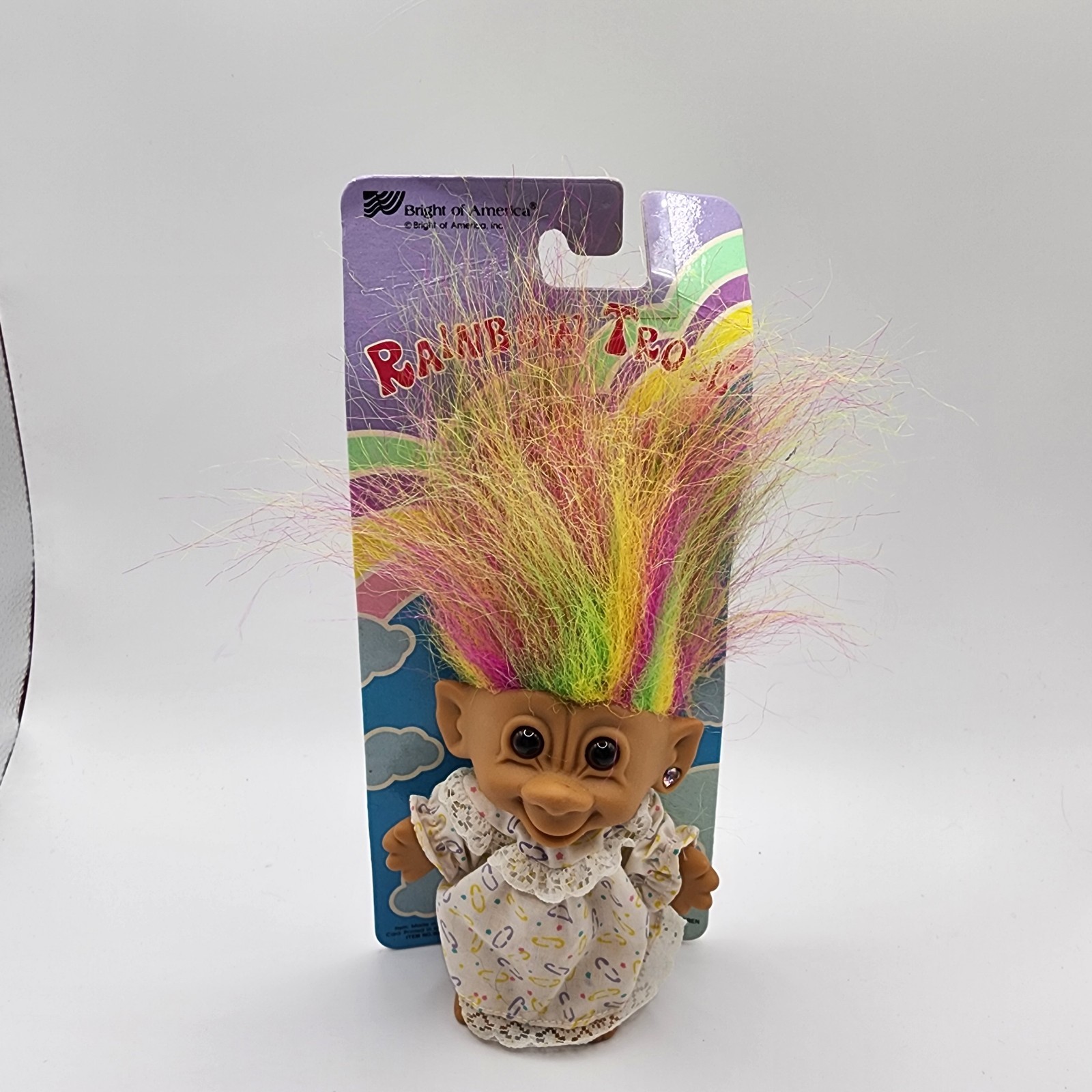 Vintage Troll Bright of America Rainbow Troll With Ear Gem 5" Tall New ...