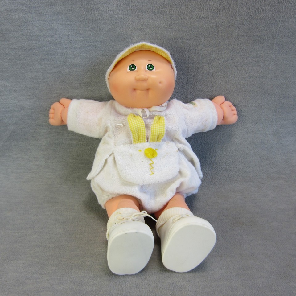 Cabbage Patch Vint Doll Bold Baby Dimple White Terry Oufit w Bunny | eBay