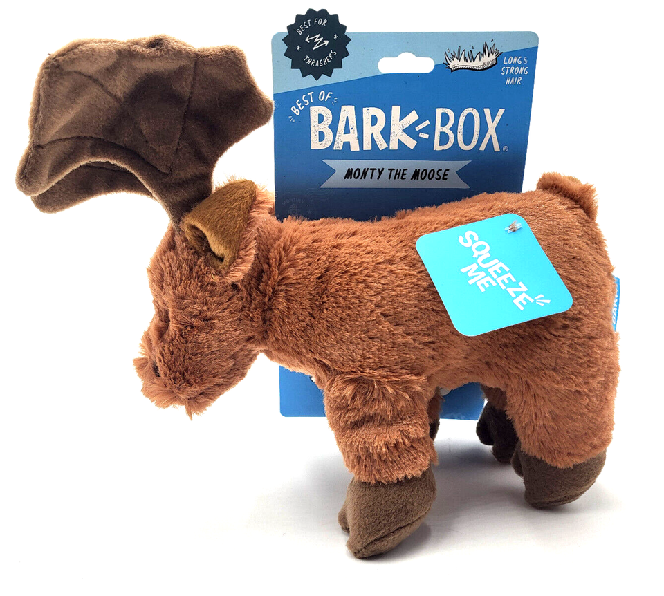 Bark Box Monty The Moose Plush Squeaky Toss & Shake Dog Toy | eBay