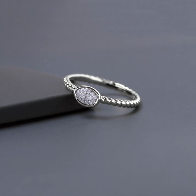 1/20Ct Diamond Oval Shape Cluster Promise Ring in S925 Sterling Silver ...