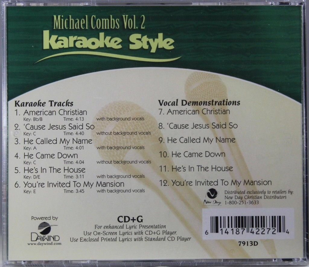 Michael Combs Volume 2 Christian Karaoke Style NEW CD+G Daywind 6 Songs ...