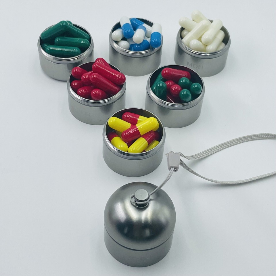 Pill Box Metal Medicine Dispenser Case Weekly Tablet Organizer ...