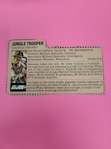 GI Joe Jungle Trooper- Recondo File Card Only | eBay