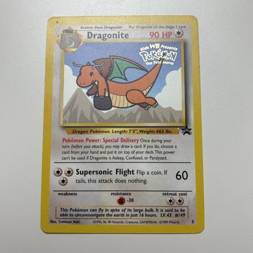 Dragonite #5 Pokemon WOTC Wizards Black Star Promo Kids WB First Movie ...