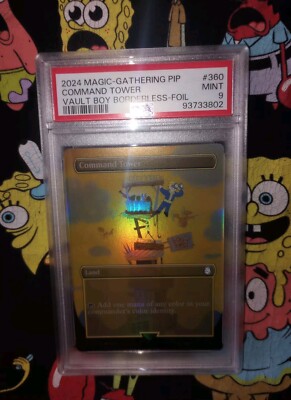 MTG Fallout Command Tower Borderless FOIL Vault Boy PSA 9 Mint | eBay