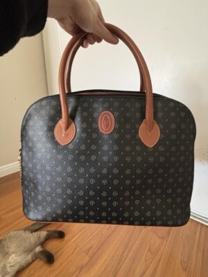 Vintage Italian Leather Handbag POLLINI monogram logo tote large bag | eBay