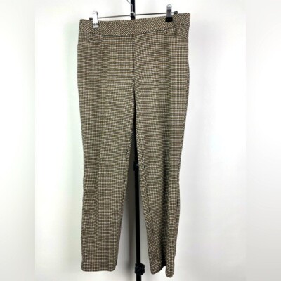 J. Jill Tan Black White Checked Plaid Cropped Pull On Elastic Waist ...