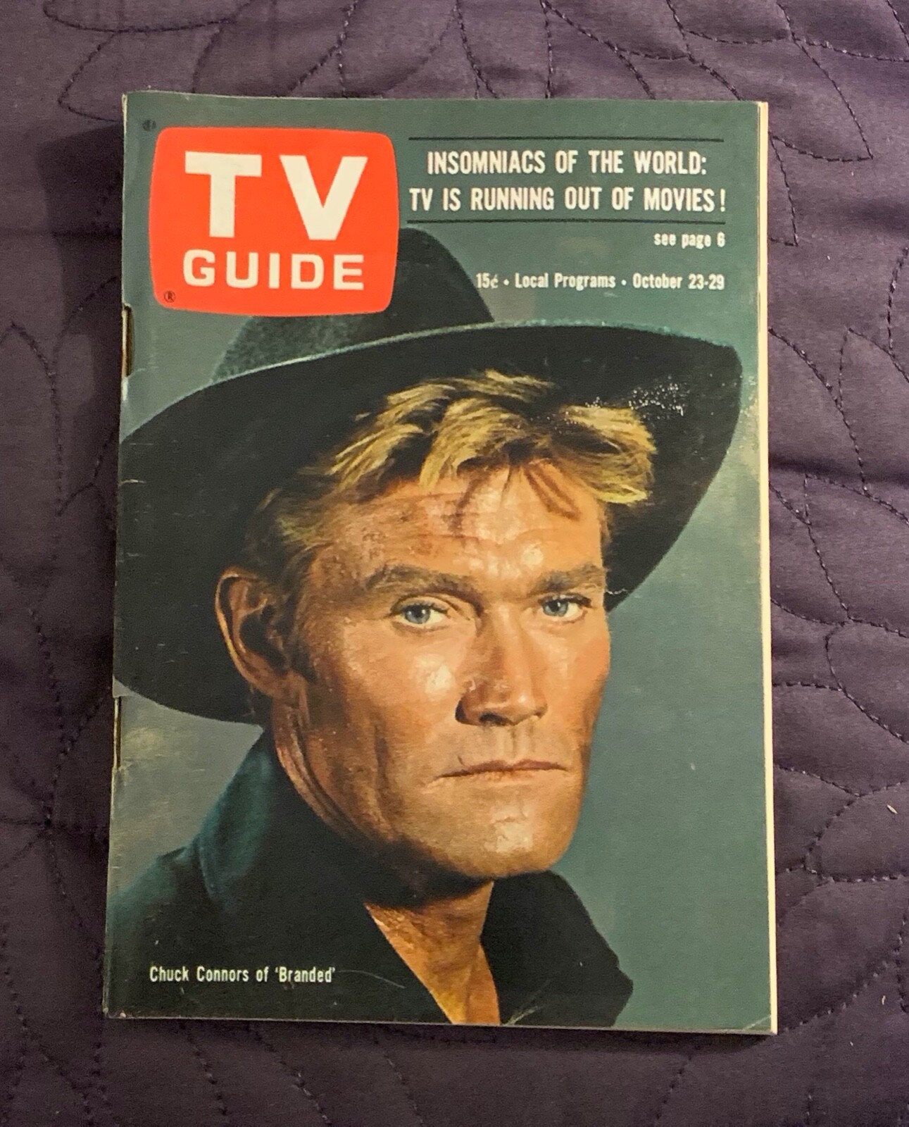 TV GUIDE 656 OCTOBER 23 1965 BRANDED CHUCK CONNERS NO ADDRESS LABEL | eBay