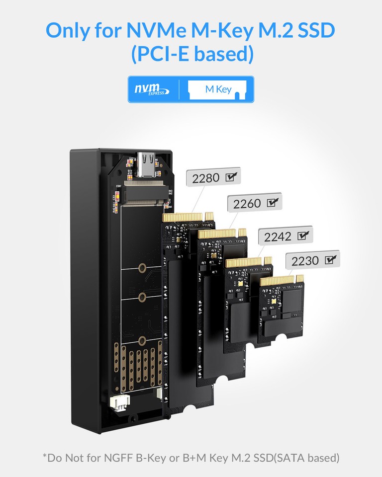 ORICO 20Gbps M.2 NVMe SSD Enclosure Adapter USB3.2 Gen2 Type-C to SSD ...
