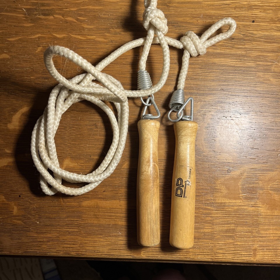 Vintage Handmade Boxing Jump Rope 8 Ft. Weighted Wood Handles VTG ...