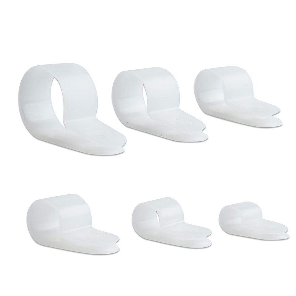 180Pcs Nylon Cable Clamps Assortment Kit 6 Sizes R-Type Clips with ...