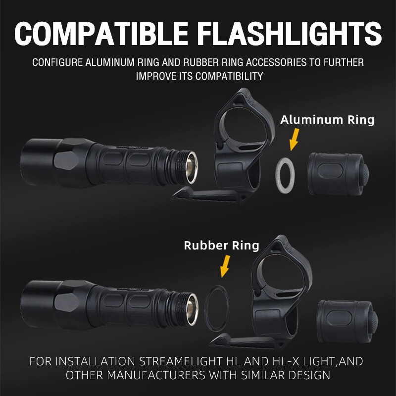 WoSporT Tactical Flashlight Ring Backup 22MM Caliber Surefire ...