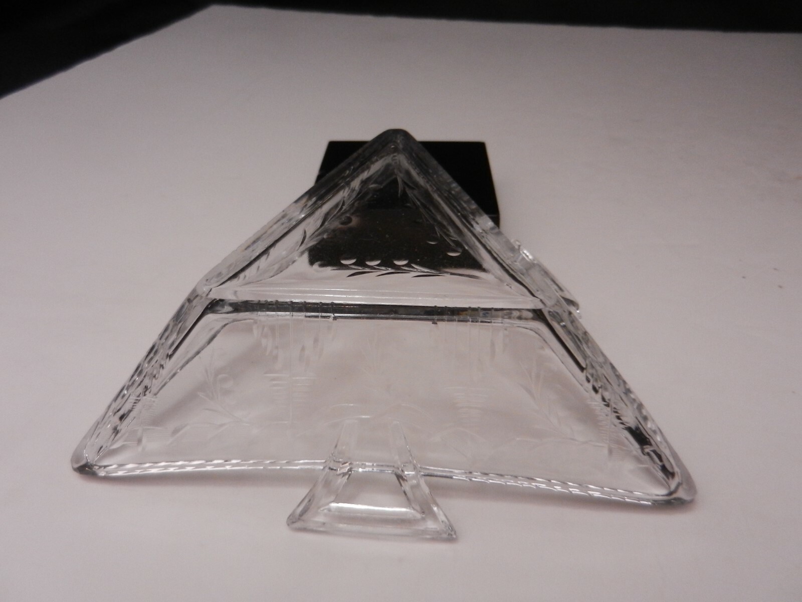 Heisey Crystal Triangle Dish Unidentified Cuts 3 Sq Handles Clear 6 1/4 ...