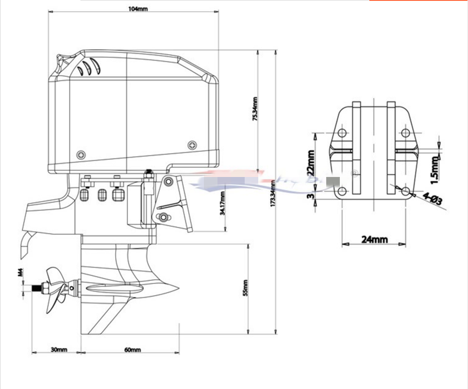 TFL Outboard Motor Gear Drive RC Boats Model Ship Fittings(W/motor ...