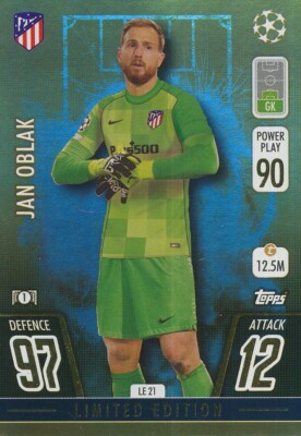 LE 21 ATLETICO - JAN OBLAK - LIMITED FOIL CARD TOPPS CHAMPIONS LEAGUE ...