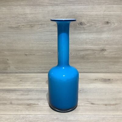 LSA International Vase Tall Blue White Art Glass Hand Crafted ...