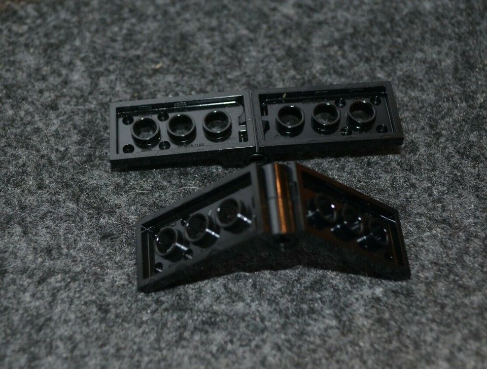 (2) 2x8 Black - Black Pin Hinged Plate w 6 Pegs per Side Bricks - NEW ...