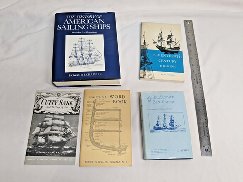 5 LOT Vintage Ship Sailing Books Cutty Sark Nautical Rigging Sea Terms ...