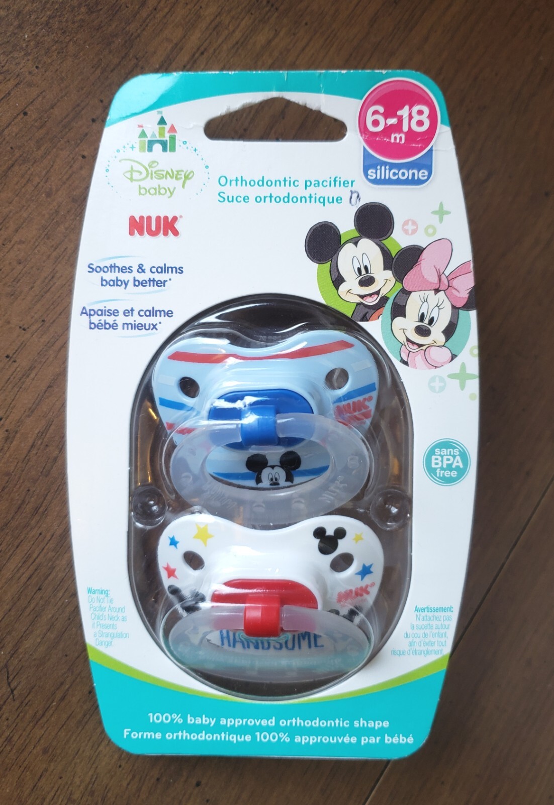 NUK Disney Orthodontic Silicone Pacifier in Mickey & Minnie 6-18 Months ...