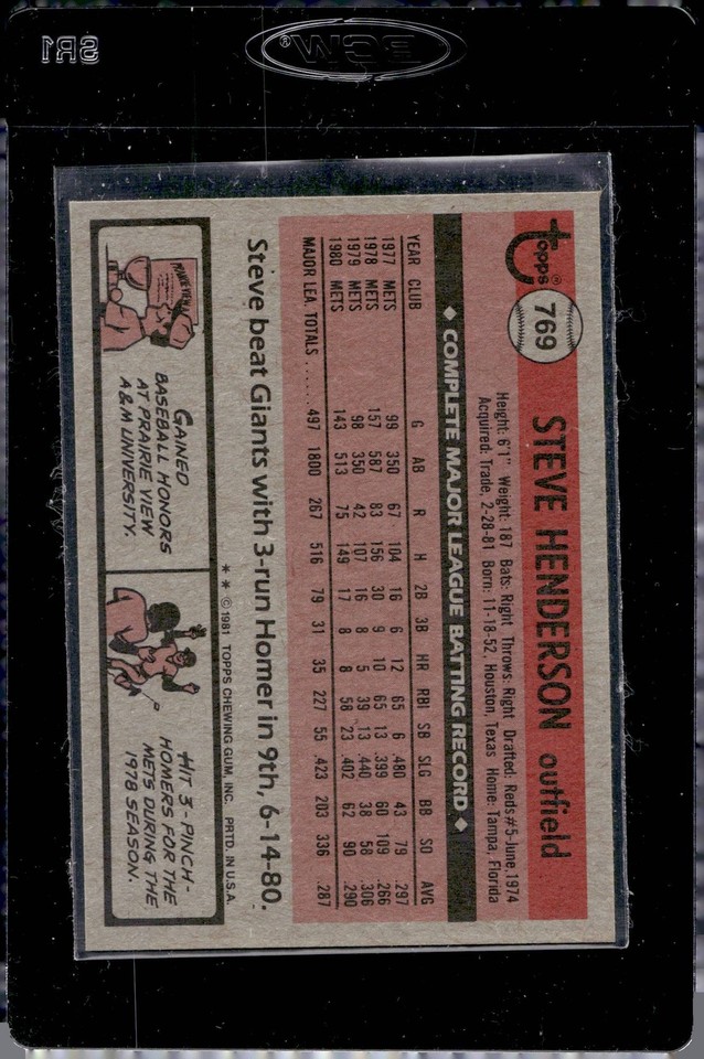 1981 Topps Traded #769 Steve Henderson / Set Break | eBay