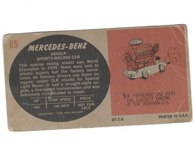 1961 Topps Sports Cars (Gray Back) Vintage Trading Cards #1-#66 You ...