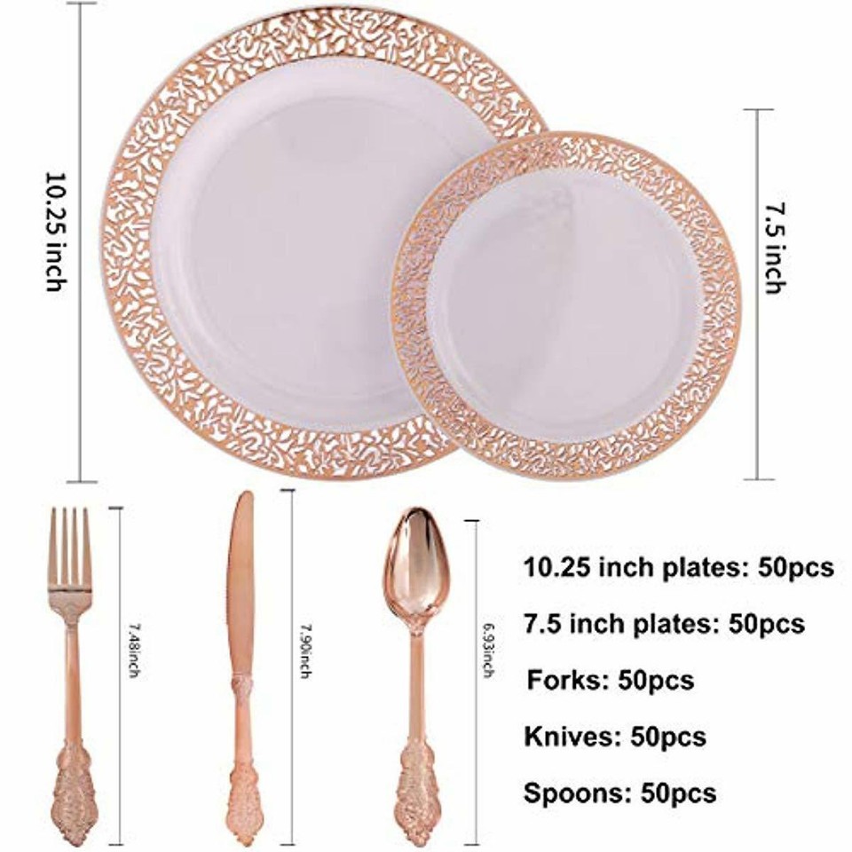 Complete Cutlery Rose Gold Dinnerware Set Total 400 Pcs Includes ...