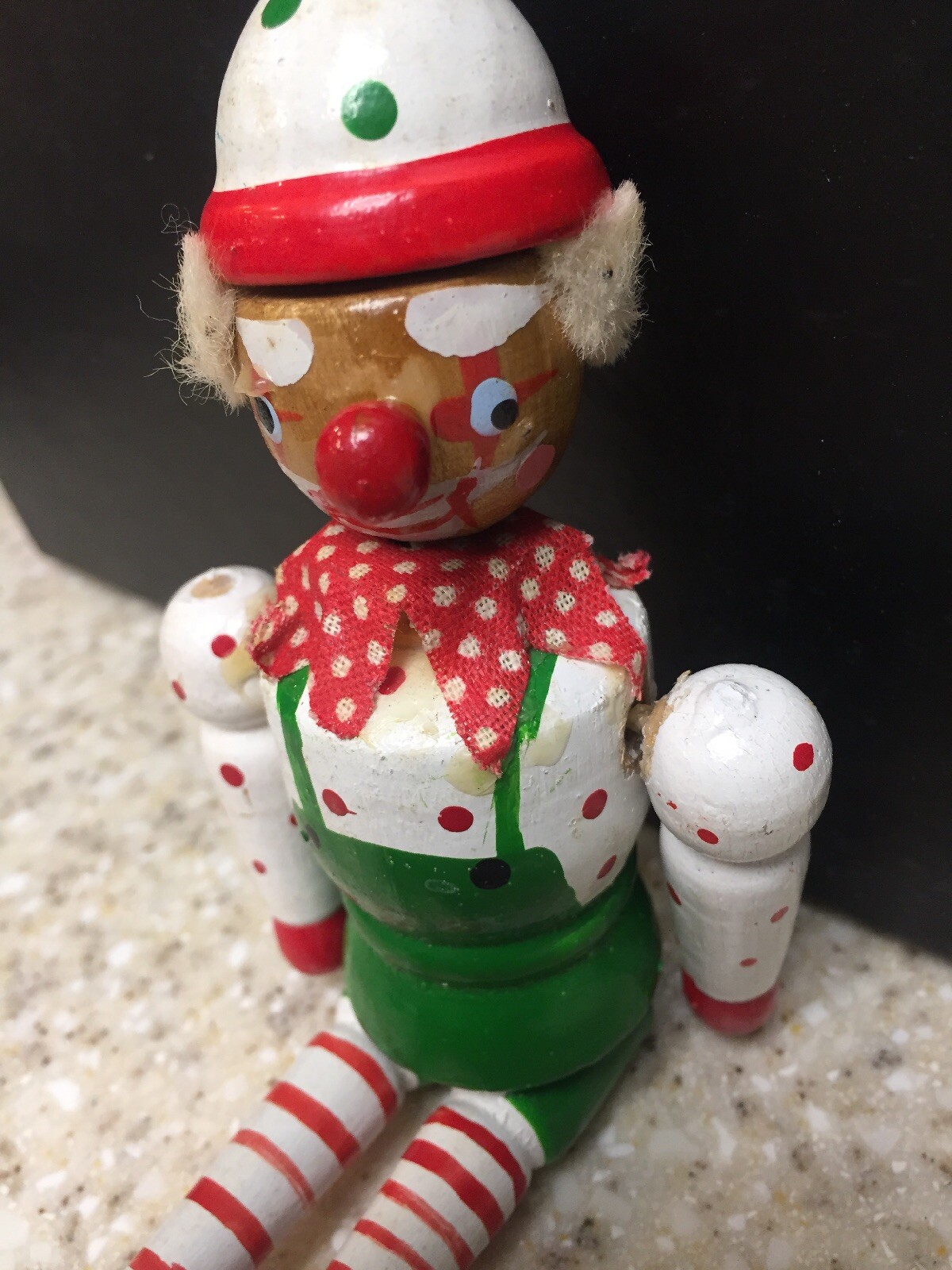 Vintage Cute Hideous Wood Pull String Jester Clown Puppet Ornament 7.5 ...