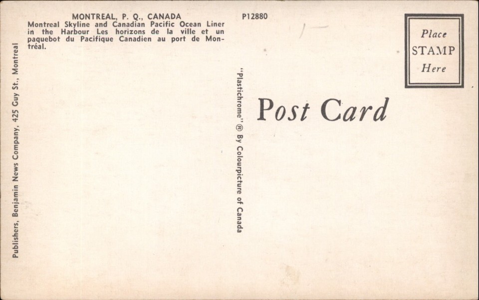 Montreal Quebec Canada Skyline Canadian Pacific Ocean Liner postcard ...