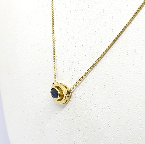 Retro Necklace Chain on 18kt Gold With Natural Blue Sapphire Charm ...