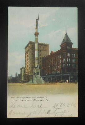 1908 The Square Koch Bros. Wagon Building with Scaffolding Allentown PA ...