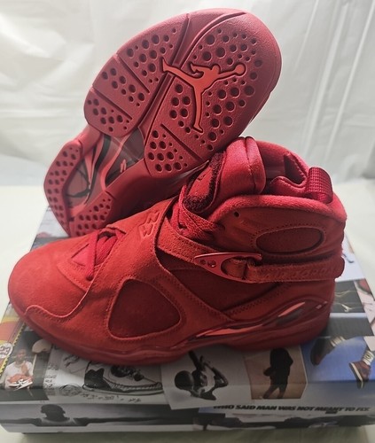 Womens Air Jordan 8 Retro VIII Valentines Day Triple Red Size 6.5 ...