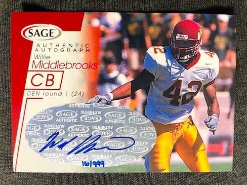 2001 Sage #A31 Willie Middlebrooks Rookie RC Auto Autograph Card Red ...
