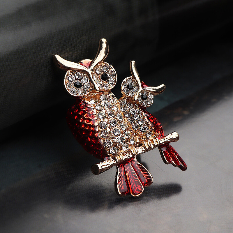 Owls Brooch Christmas Gifts Pins Corsage Two Owls Pins Suit Retro Brooc ...