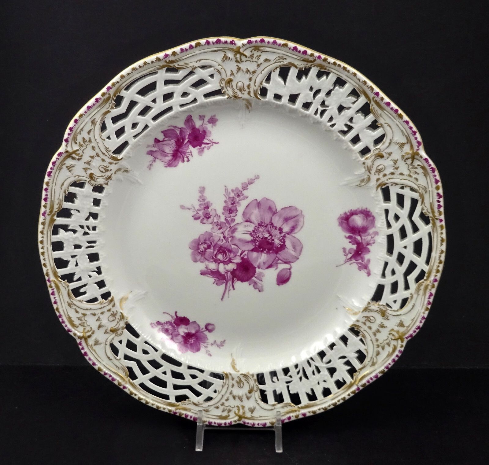 Antique KPM Cabinet Plate, Reticulated, Floral | eBay