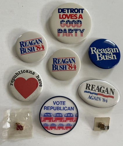 Vintage Authentic Political Pins 1984 Reagan Bush Campaign Buttons ...