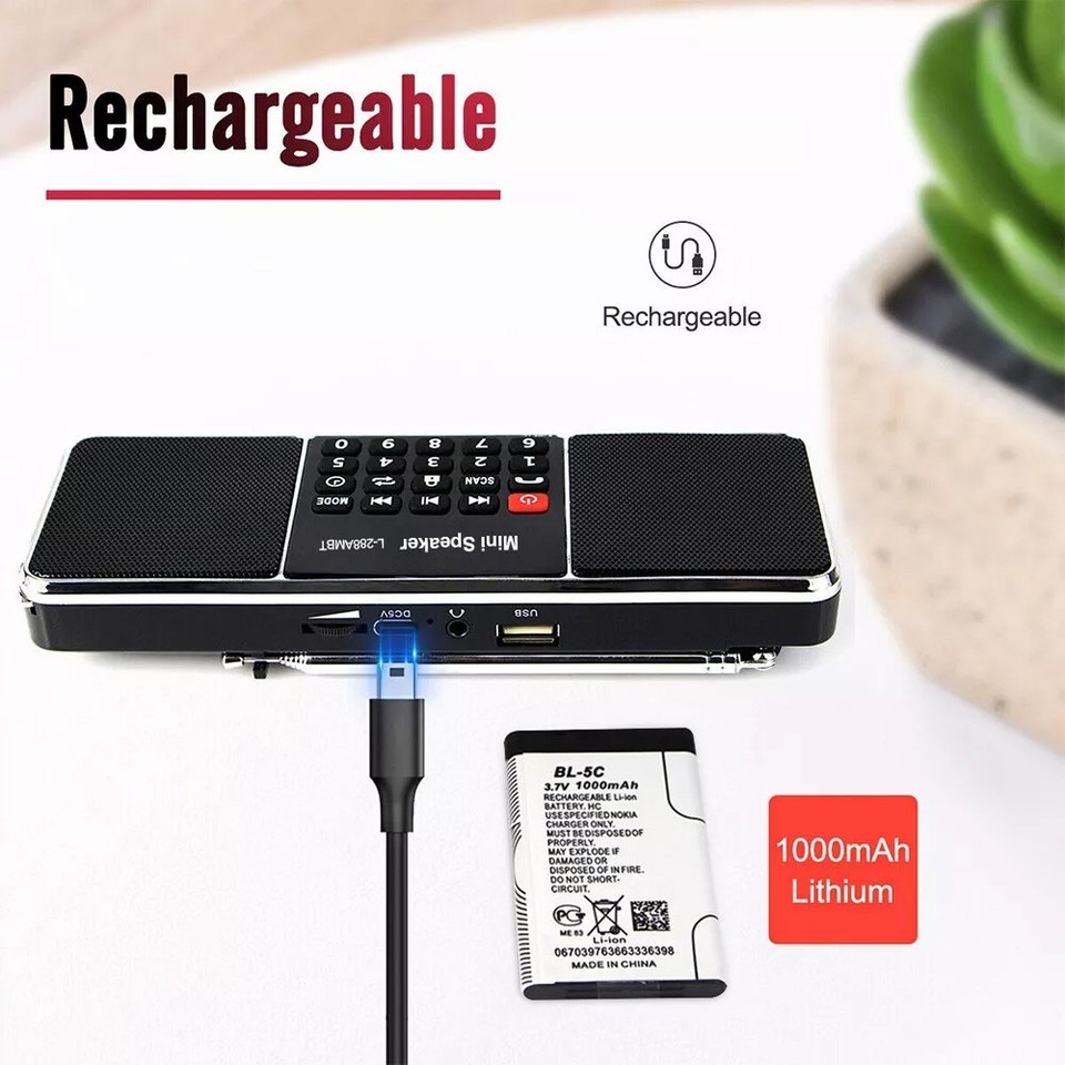 TR602 Portable Radio,FM/AM Rechargeable Digital Stereo Radio With ...