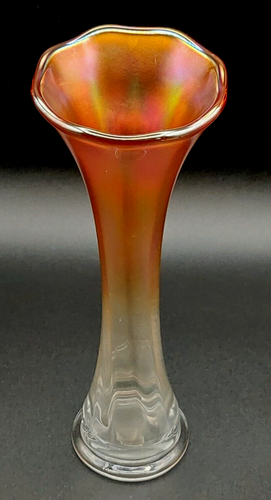 Vintage Imperial Glass 9" Marigold Smooth Panels Swung Vase Carnival ...